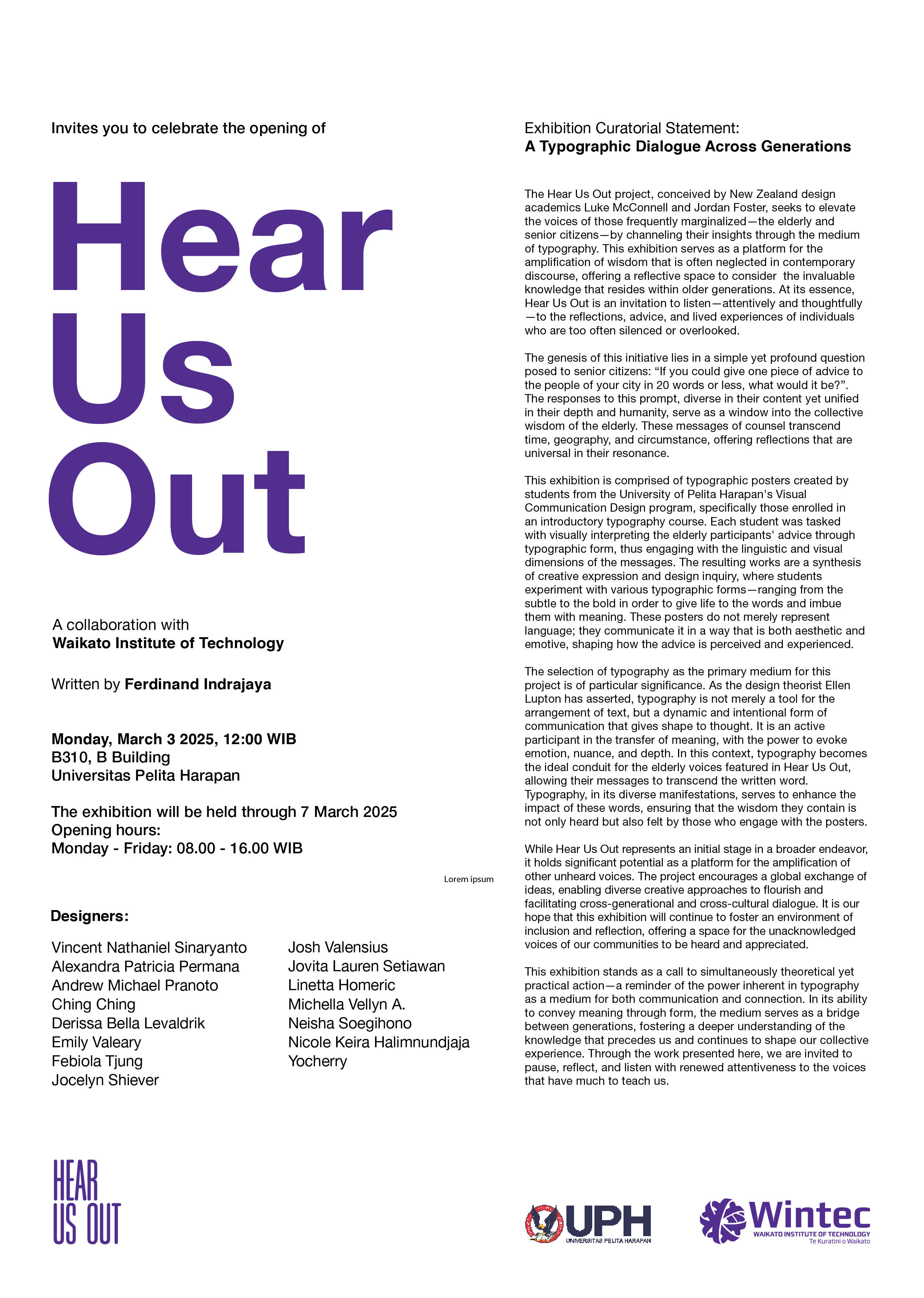 Hear Us Out Exhibition - UPH Visual Communication Design